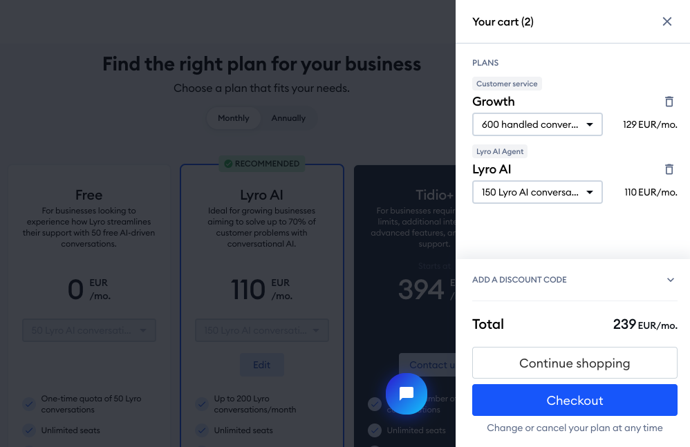 Upgrading Your Account – Tidio