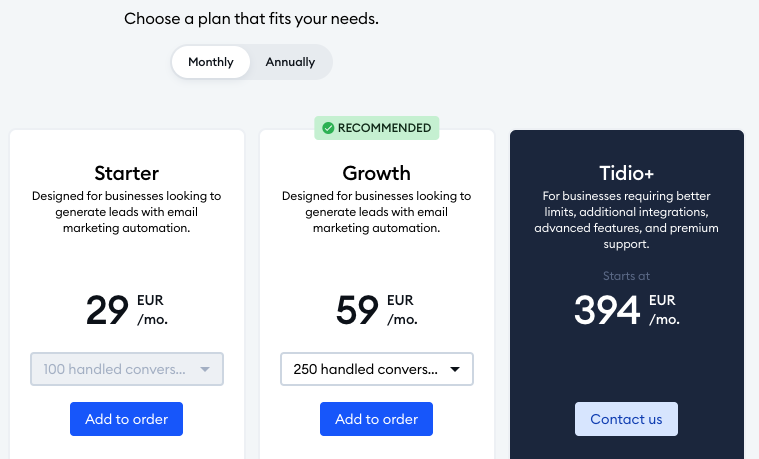 Upgrading Your Account – Tidio