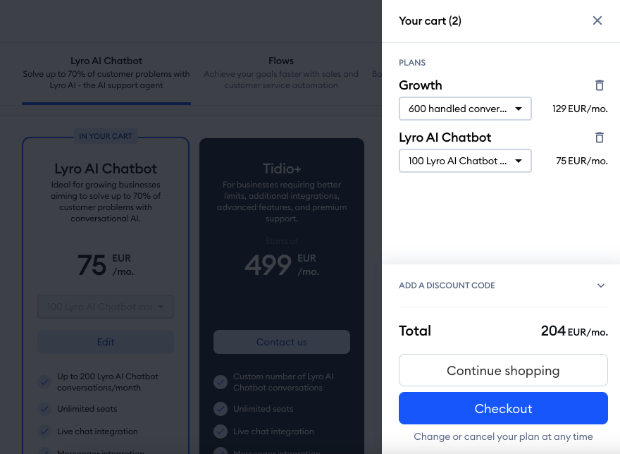 Upgrading your Account – Tidio