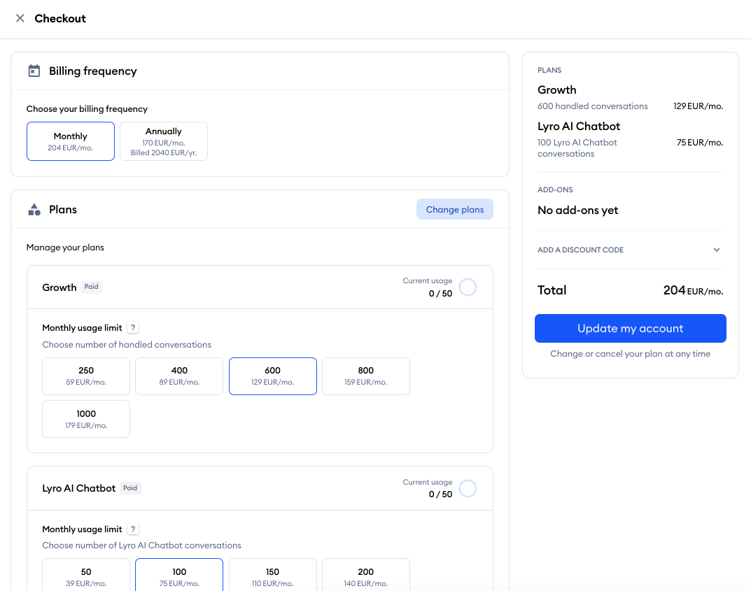 Upgrading your Account – Tidio