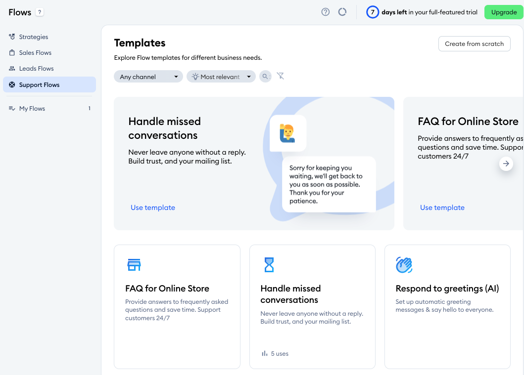 Flow Templates – Tidio