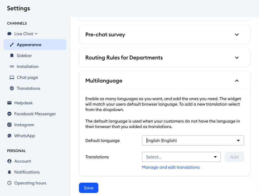 Change and add Languages in your Chat Widget – Tidio