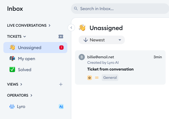Lyro - the conversational AI agent – Tidio