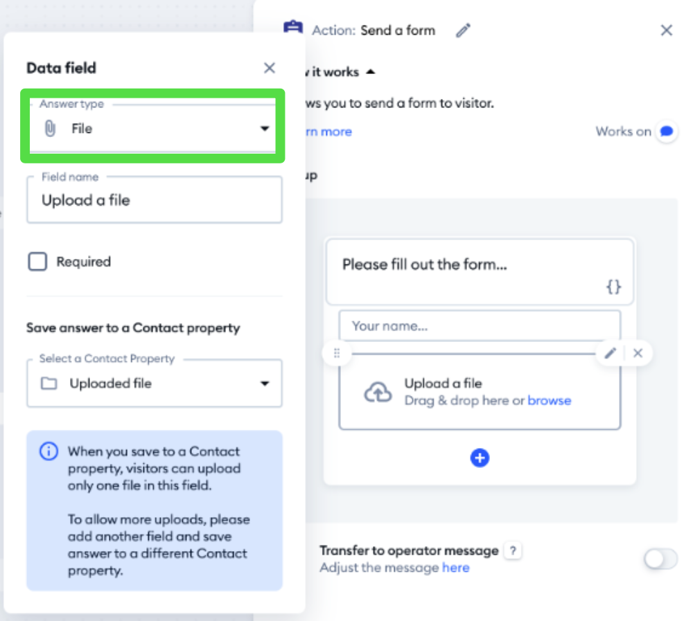 Collect valuable data and files with the Send a Form node – Tidio