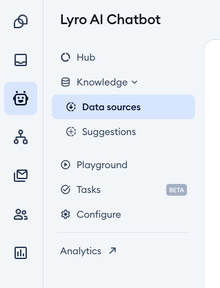 Data sources - Lyro's knowledge base – Tidio