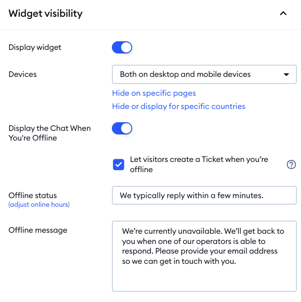 Customize Your Chat Widget – Tidio