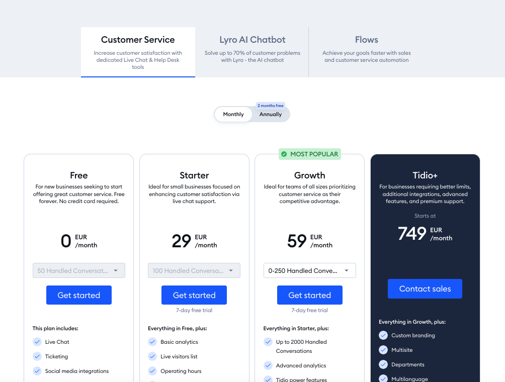 Upgrading your Account – Tidio