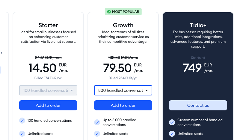 Upgrading your Account – Tidio