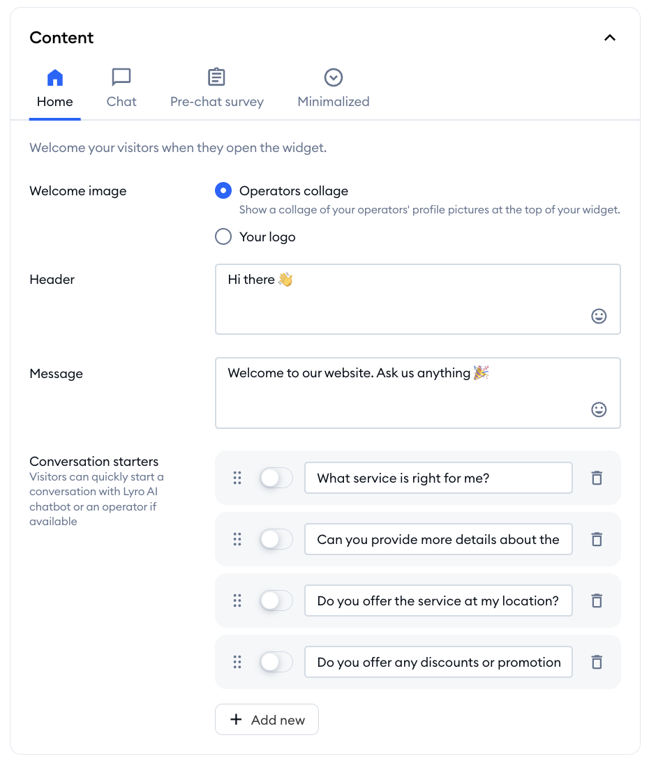 Customize your chat widget – Tidio