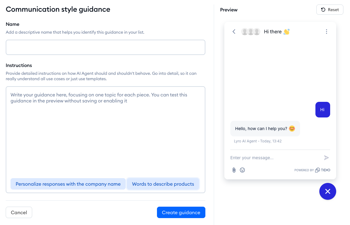 Lyro Guidance – Tidio