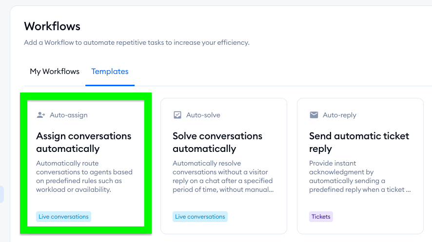Automatic chat assignment options – Tidio