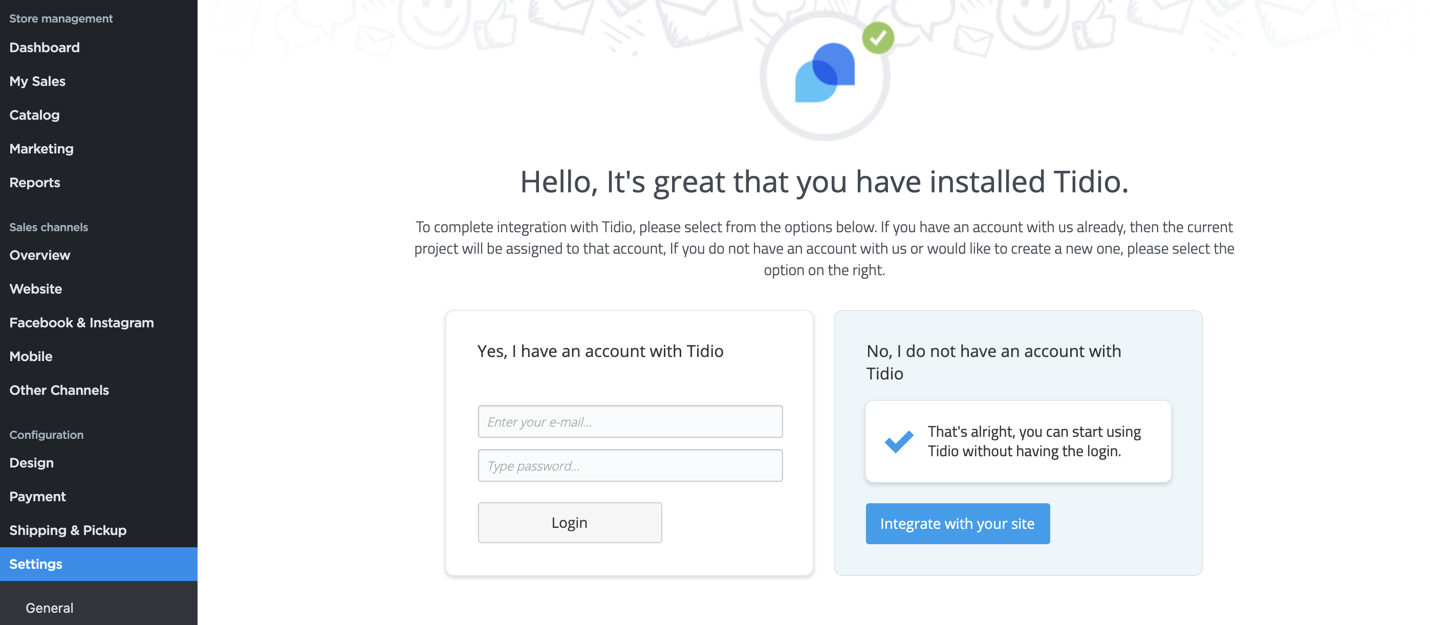 Install Tidio on Ecwid (by Lightspeed) – Tidio
