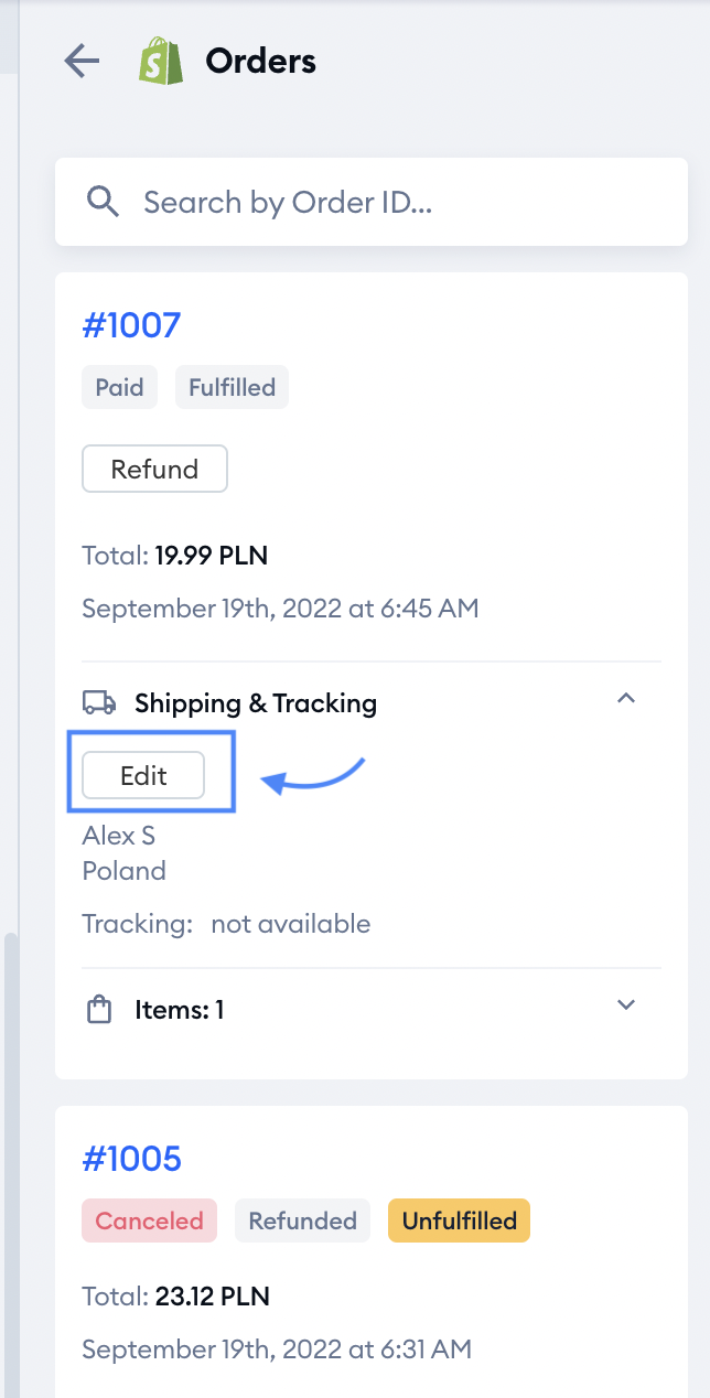 Manage Shopify Orders – Tidio