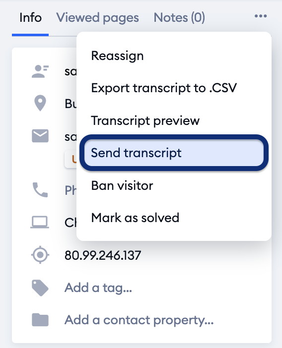 Chat Transcripts – Tidio