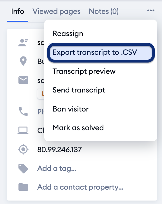Chat Transcripts – Tidio