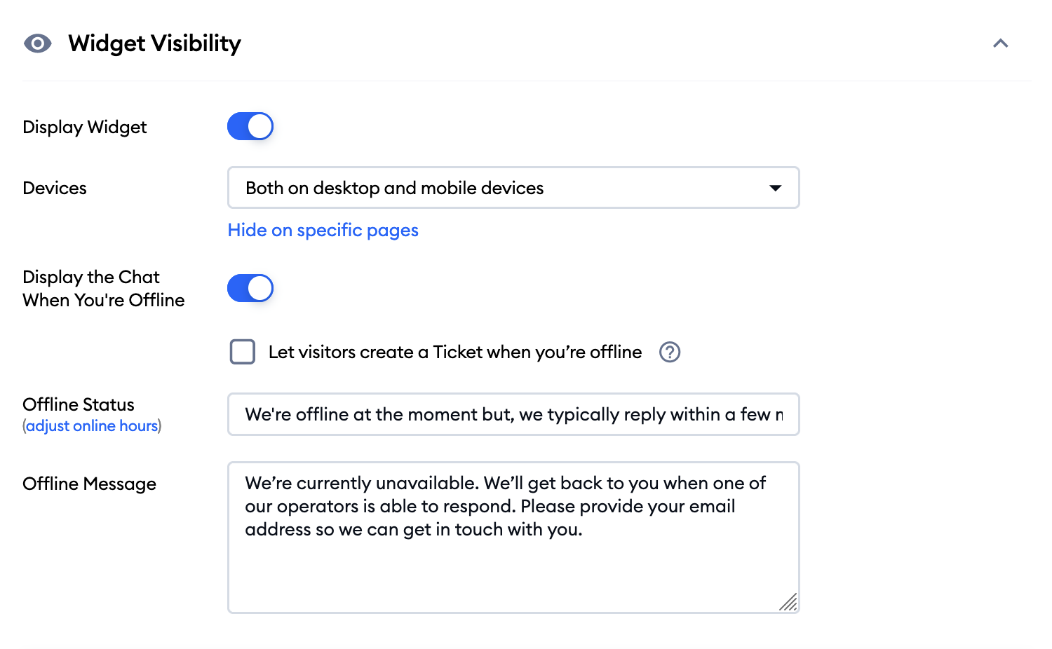 Customize Your Chat Widget – Tidio